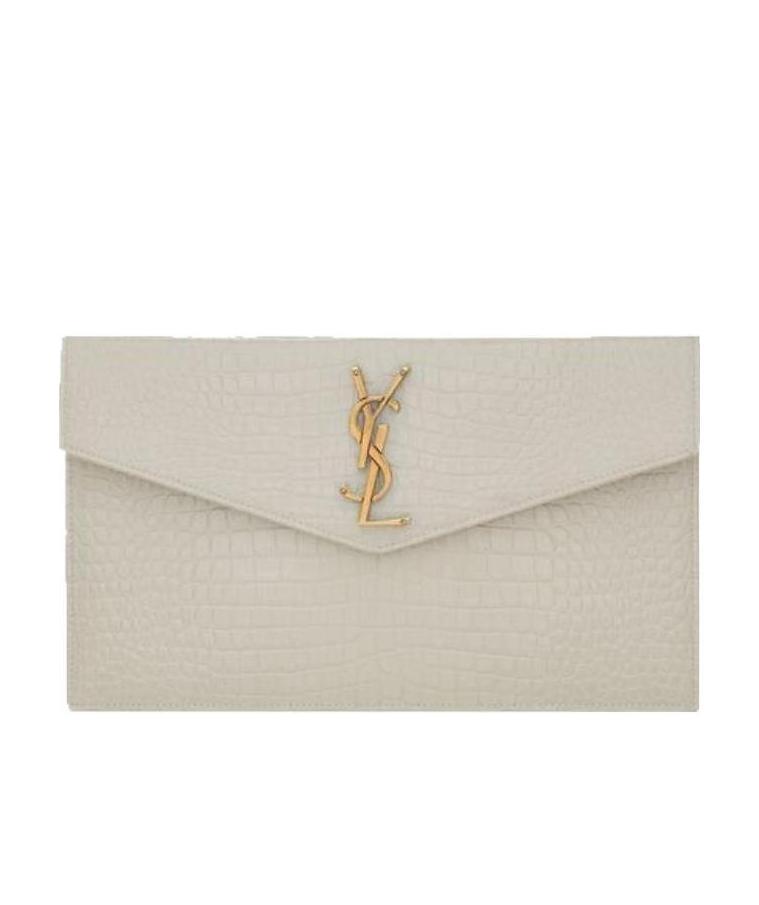 SAINT LAURENT Saint Laurent Medium Pouch with Gold Tone Logo